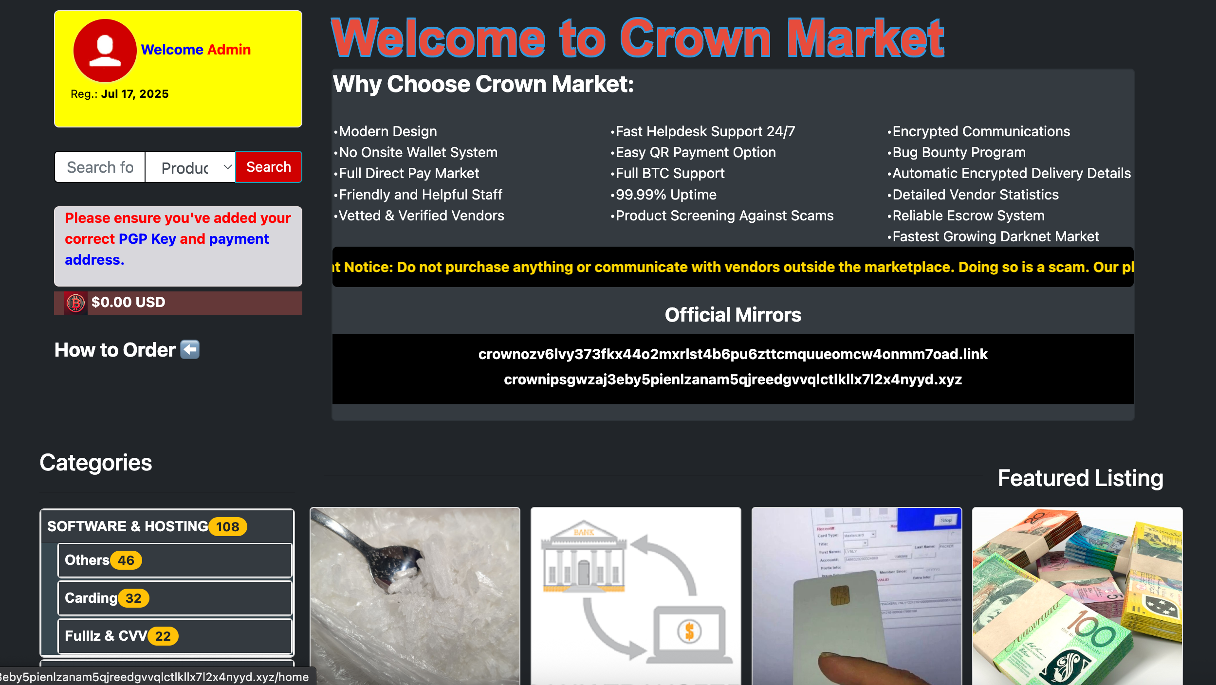 Crown Market — Official Crown Onion Link & Crown Darknet URL